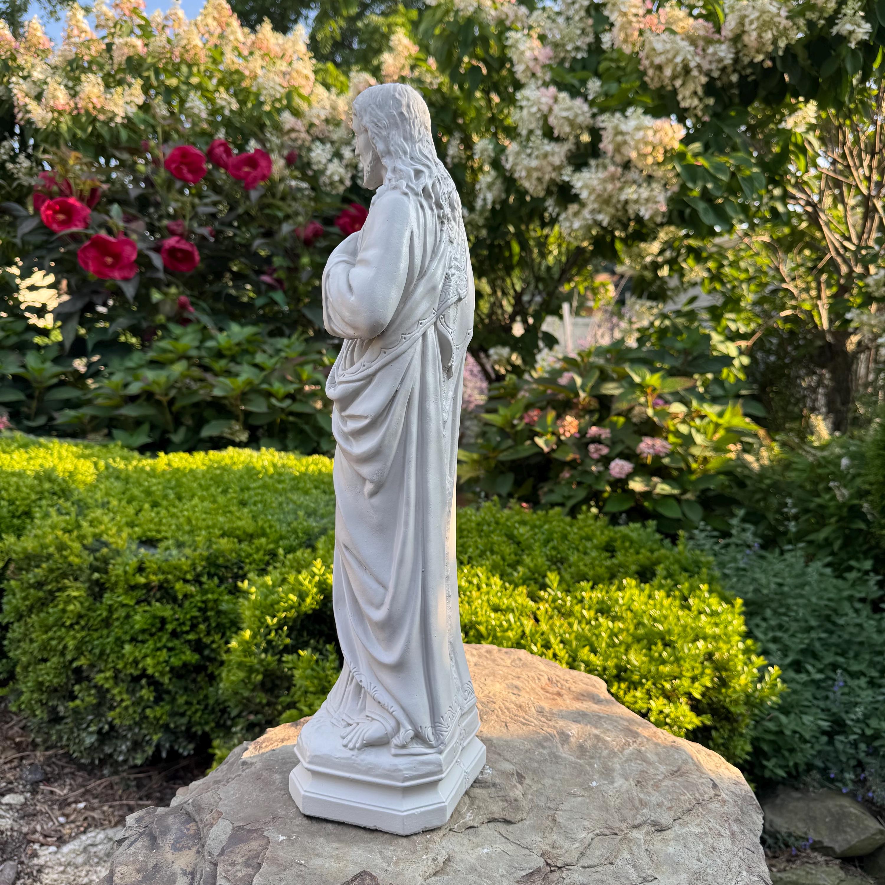 Handmade Concrete Jesus Garden Statue, Large Religious Sculpture (20 ...