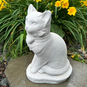 Cement Cat Garden Statue 16 Tall Memorial Sculpture Decor Figurine ...