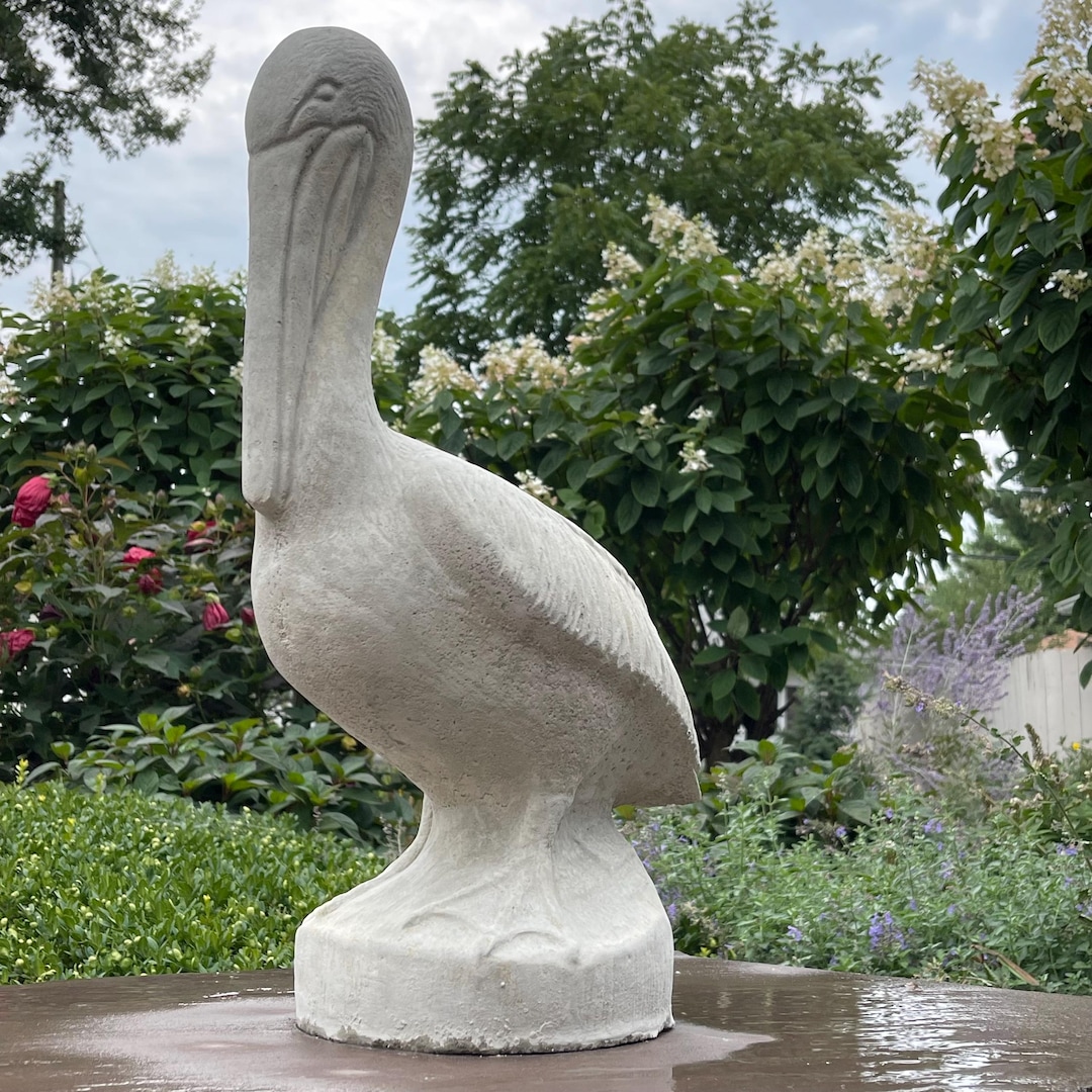 20 Concrete Pelican Garden Statue Outdoor Large Stone Nautical Ocean ...