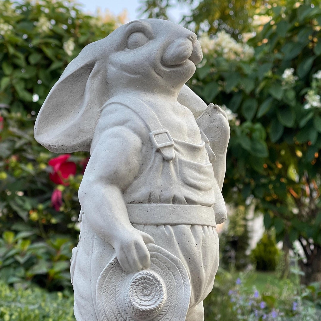 15 Concrete Bunny Rabbit Garden Statue for Large Outdoor Tall Standing ...