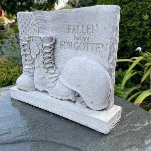 12" Concrete Military Garden Statue Lawn Ornament Outdoor Fallen but ...
