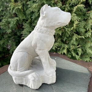 Concrete Pitbull Garden Statue 12.5" Outdoor Dog Sculpture Yard Art ...