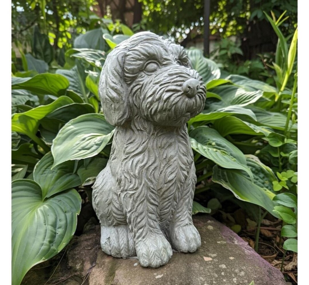 Large Cockapoo Garden Statue 15 Inch Handmade Concrete Dog Memorial ...