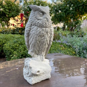 12 Concrete Owl Garden Statue Outdoor Bird Decor Gift Sculpture for ...