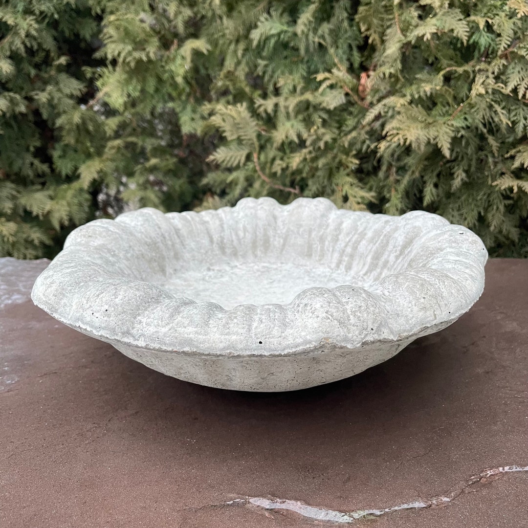 Concrete Bird Bath Bowl: 13" Garden Statue - Modern Outdoor Decor - Etsy