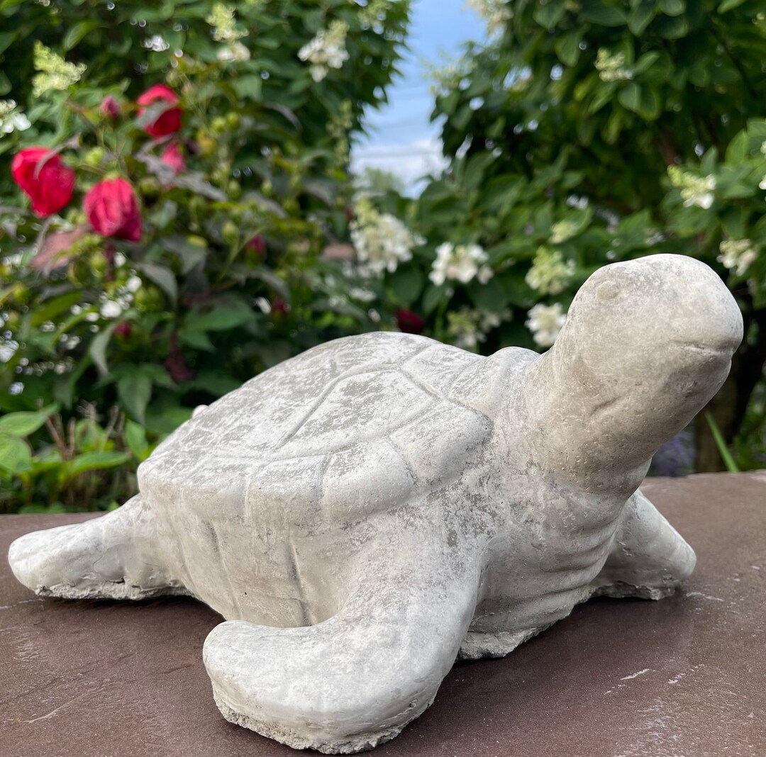 15 Large Concrete Sea Turtle Garden Statue Handmade Ocean Theme Decor ...