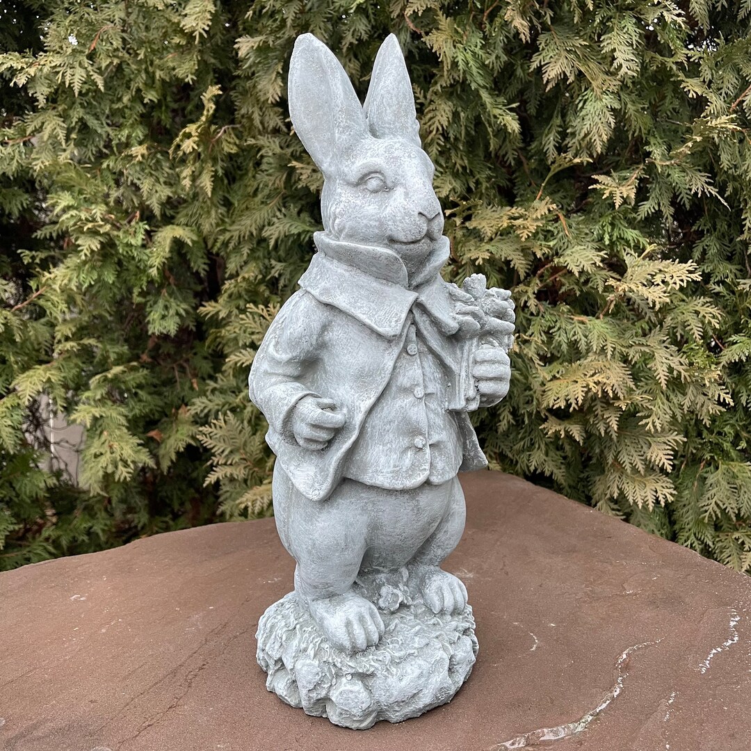 Concrete Peter Rabbit Garden Statue Large 17 Outdoor Cement Bunny Decor ...