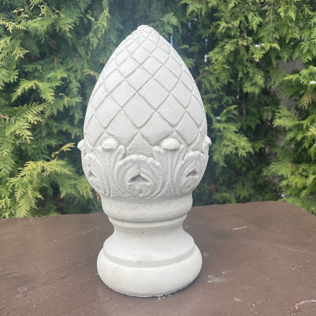13.5" Concrete Finial Fountain Top Large Outdoor Decor Cement ...