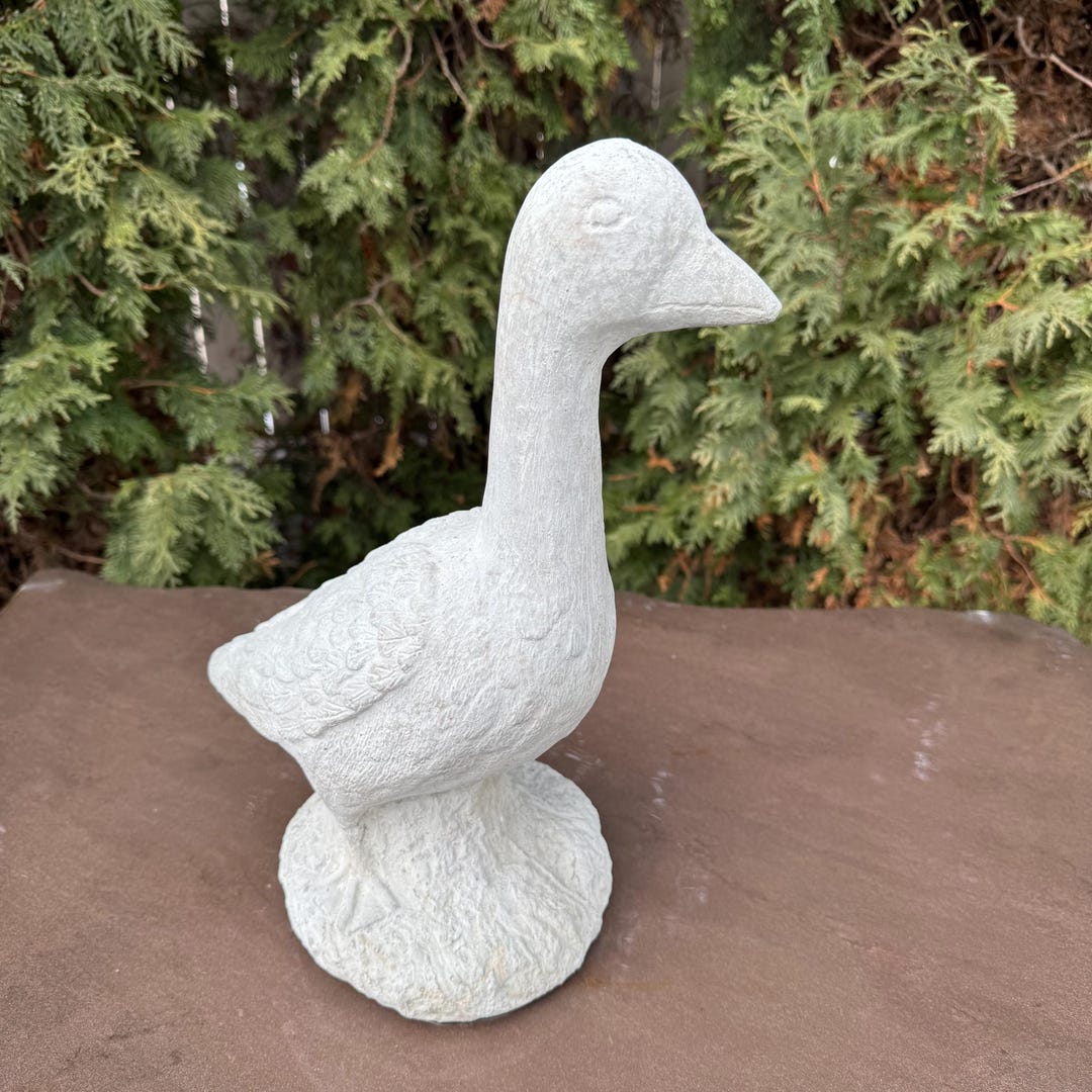 14" Concrete Goose Statue - Porch or Lawn Decoration- Unique Outdoor ...