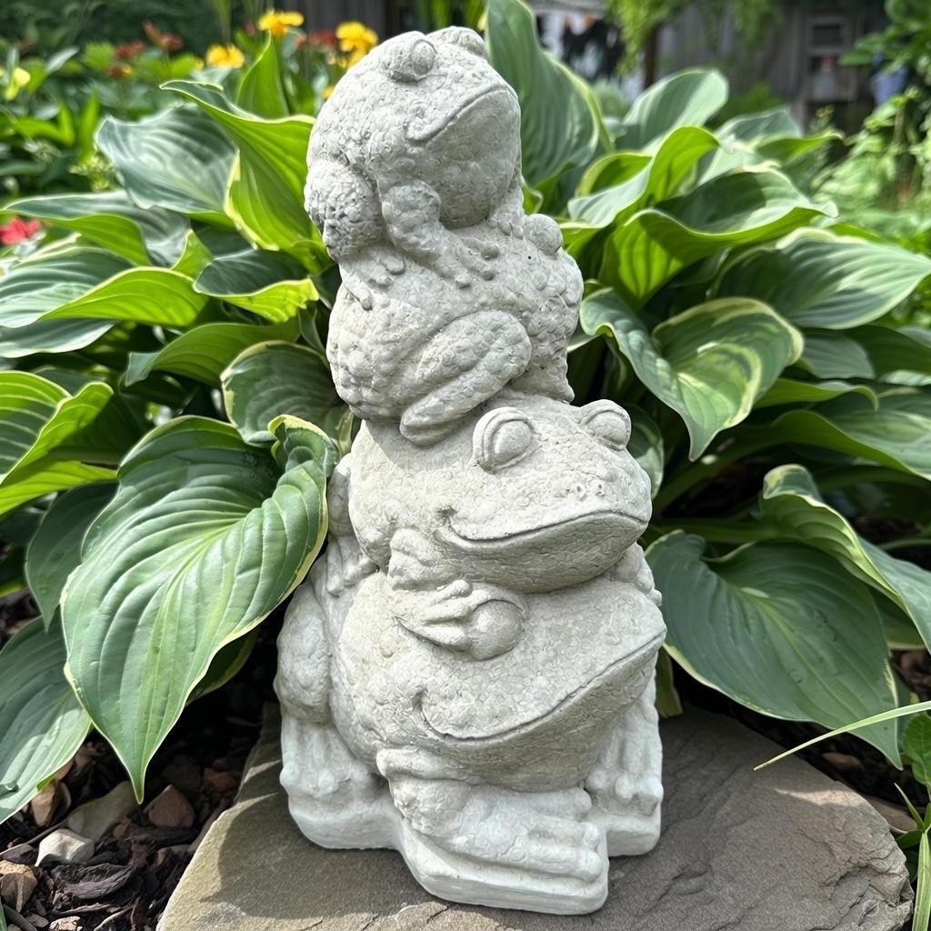 Concrete Frog Stack Statue 13 Inch Outdoor Garden Sculpture Stacked ...