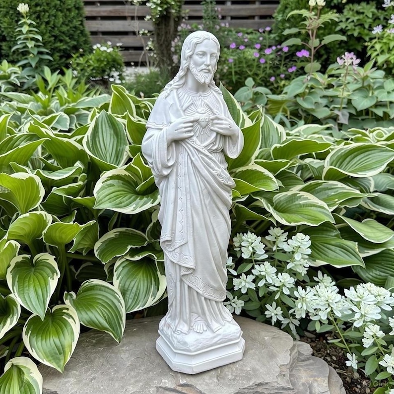 Sacred Heart Jesus Statue 20 Inch Concrete Catholic Garden Art ...