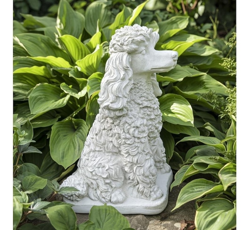 Handcrafted Concrete Poodle Garden Memorial Statue, 15 Inch Dog ...