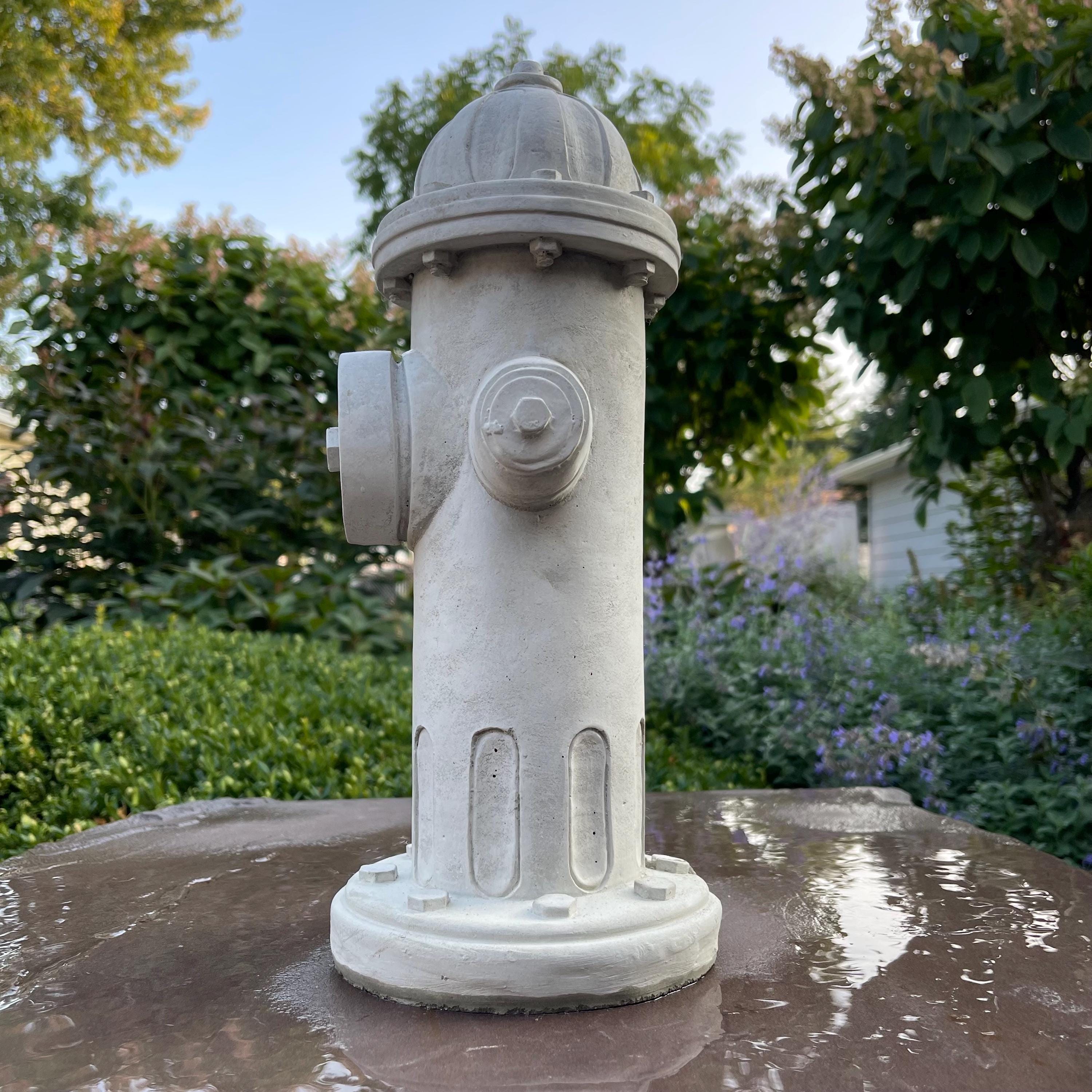 Concrete Fire Hydrant Garden Statue 14" Dog Lawn Ornament Memorial Yard ...