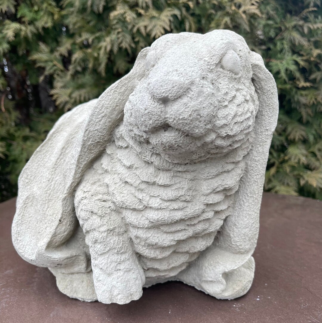 13” Large Rabbit Garden Sculpture - Sitting Concrete Bunny Figurine ...