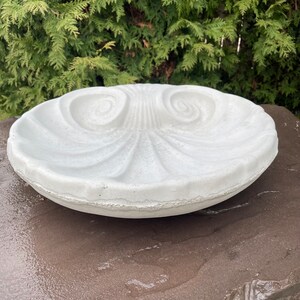 Concrete Bird Bath Bowl 18" Shell Design Garden Decor Outdoor Yard ...