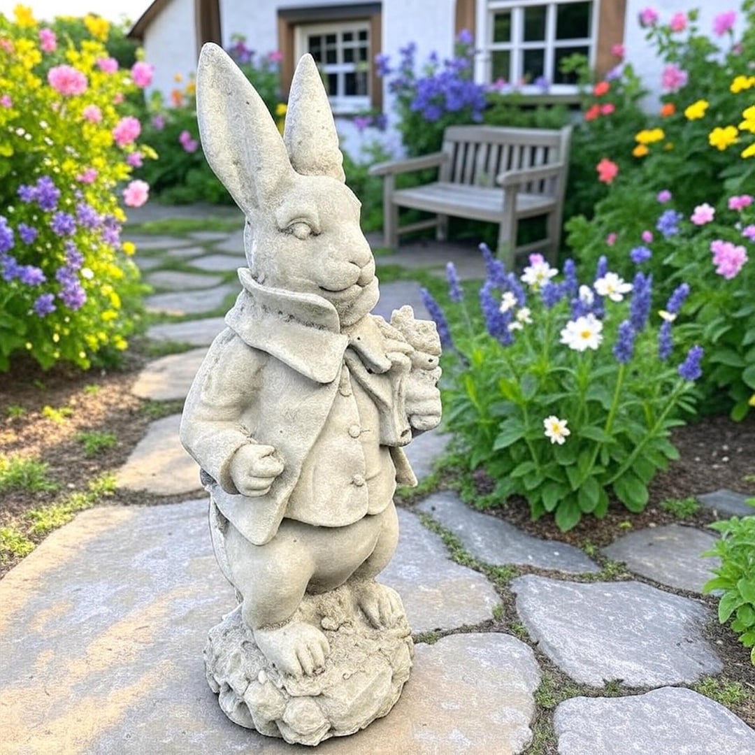 Large Peter Rabbit Statue: 17" Beatrix Potter Garden Bunny Sculpture ...