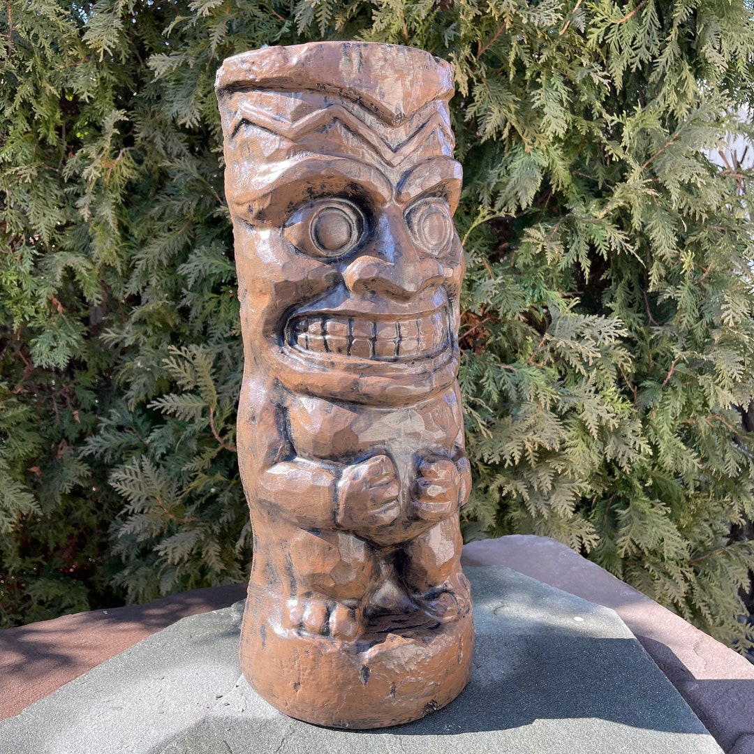 Outdoor Tiki Garden Statue 17.5 Large Patio Bar Tropical Decor Concrete ...