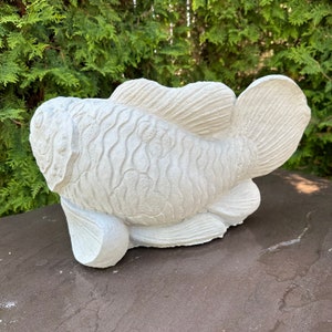 Concrete Fish Pond Spitter: 17" Garden Water Fountain Statue Spout - Etsy