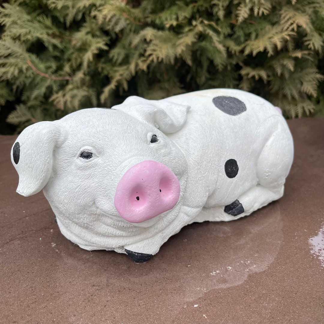 Painted Pig Garden Statue Decor Large Cement 10 Outdoor Concrete Hog ...