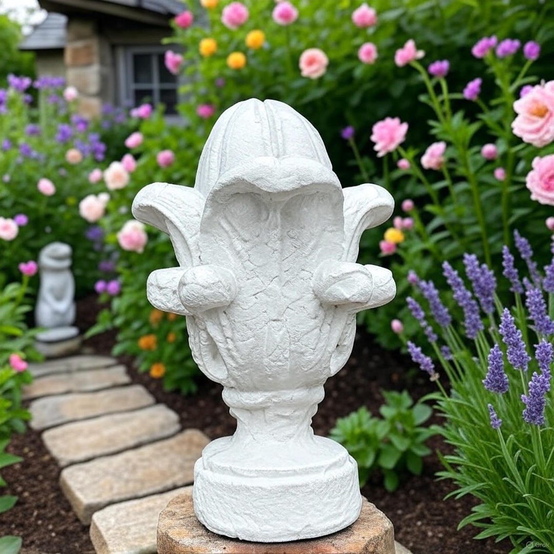 Reclaimed Concrete Finial Fountain Topper: 11" Architectural Garden ...