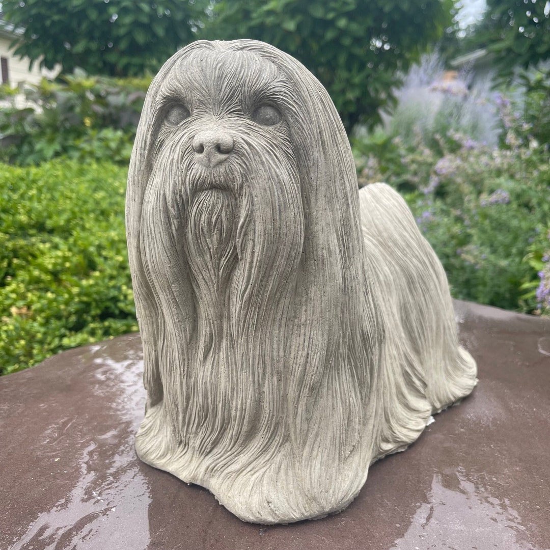 14 Concrete Shih Tzu Puppy Statue Large Cement Dog Figurine Outdoor ...