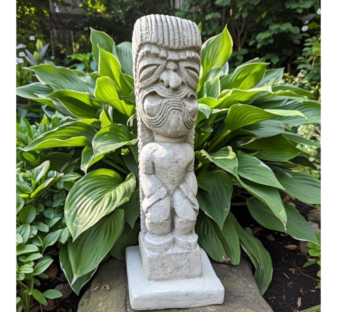 Concrete Tiki Totem 16.5" Polynesian Garden Sculpture Statue Yard Art ...