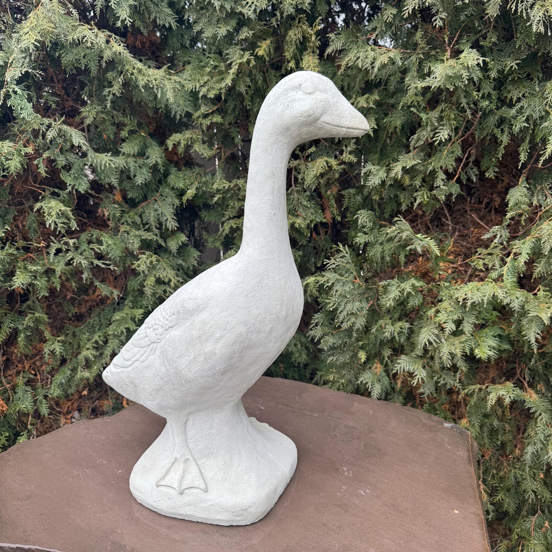 Large Concrete Garden Goose Statue: 25" Handmade Weather Resistant ...