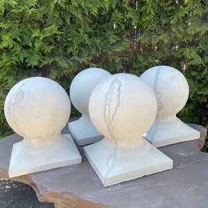 11 Concrete Pier Cap Set of Four Sphere Finial Garden Globe Outdoor ...