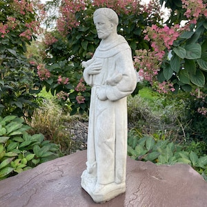 24 Inch Concrete Saint Francis Statue With Birds Catholic Garden ...