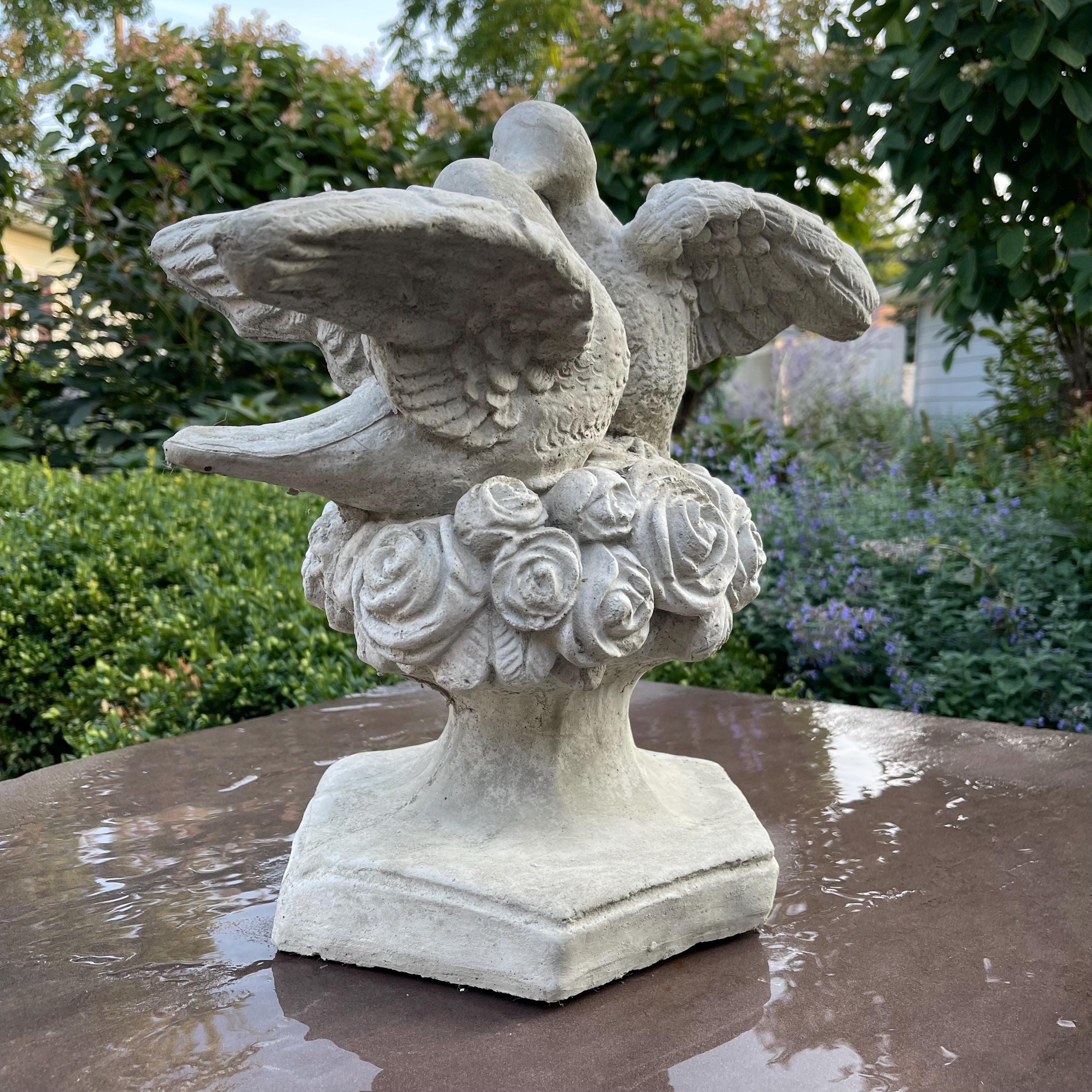 Kissing Doves Fountain Top 14" Concrete Bird Bath Spout Garden Statue ...