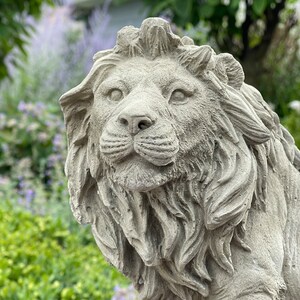 12 Concrete Lion Garden Statue Sitting Figurine Ornament Outdoor Yard ...