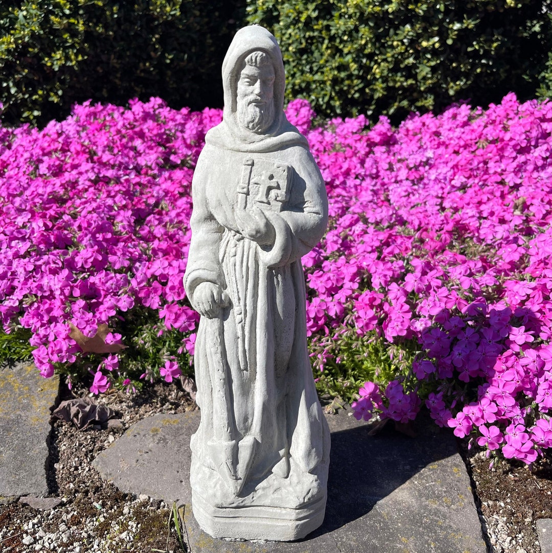 Saint Fiacre Garden Statue - 15" Catholic Patron Saint Concrete ...