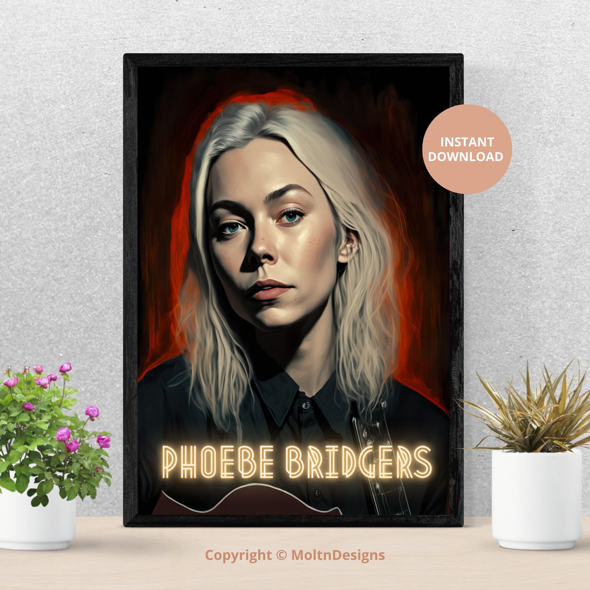 Phoebe Bridgers Poster, Phoebe Bridgers Portrait, Phoebe Bridgers Print ...