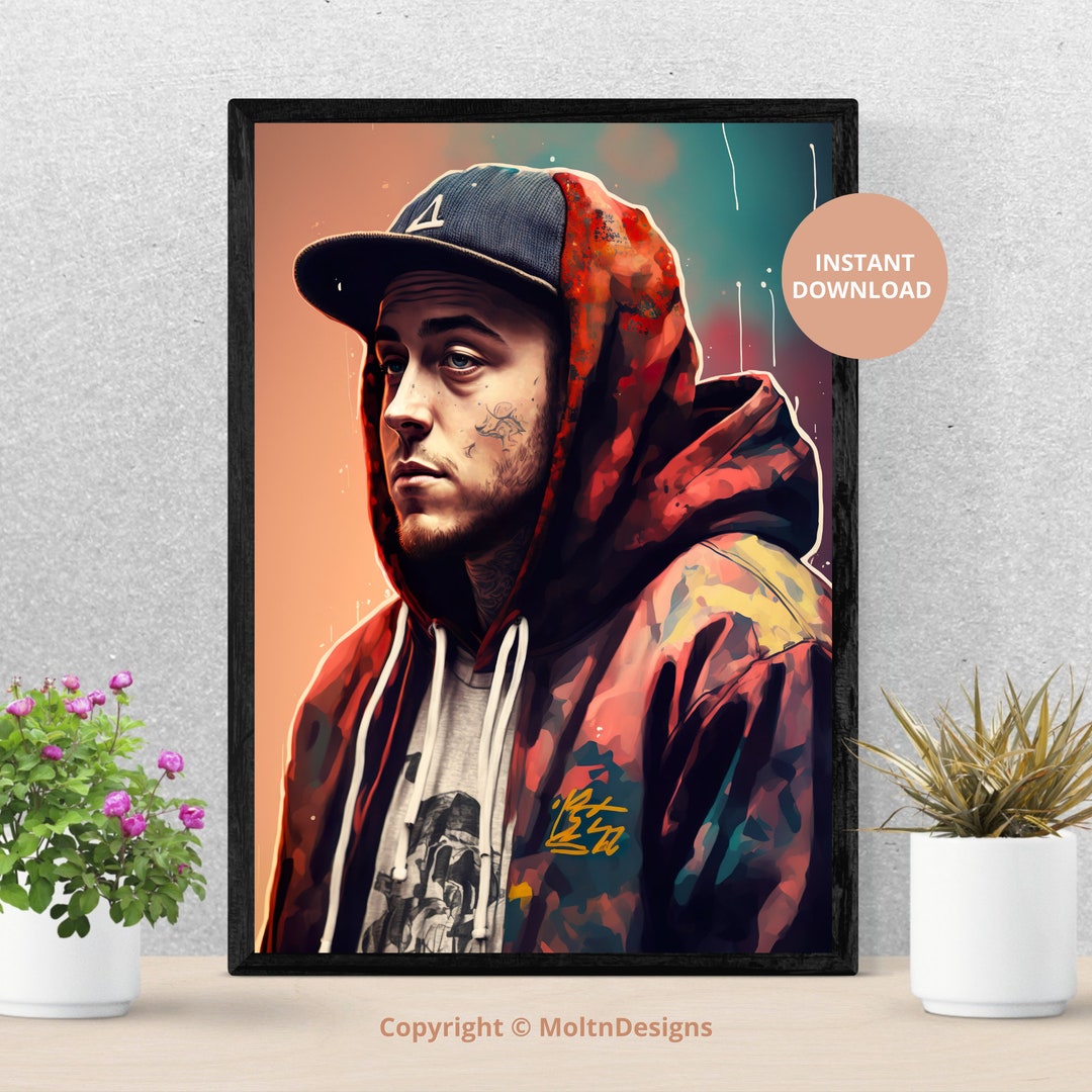 Mac Miller Poster, Mac Miller Portrait, Mac Miller Print, Mac Miller ...