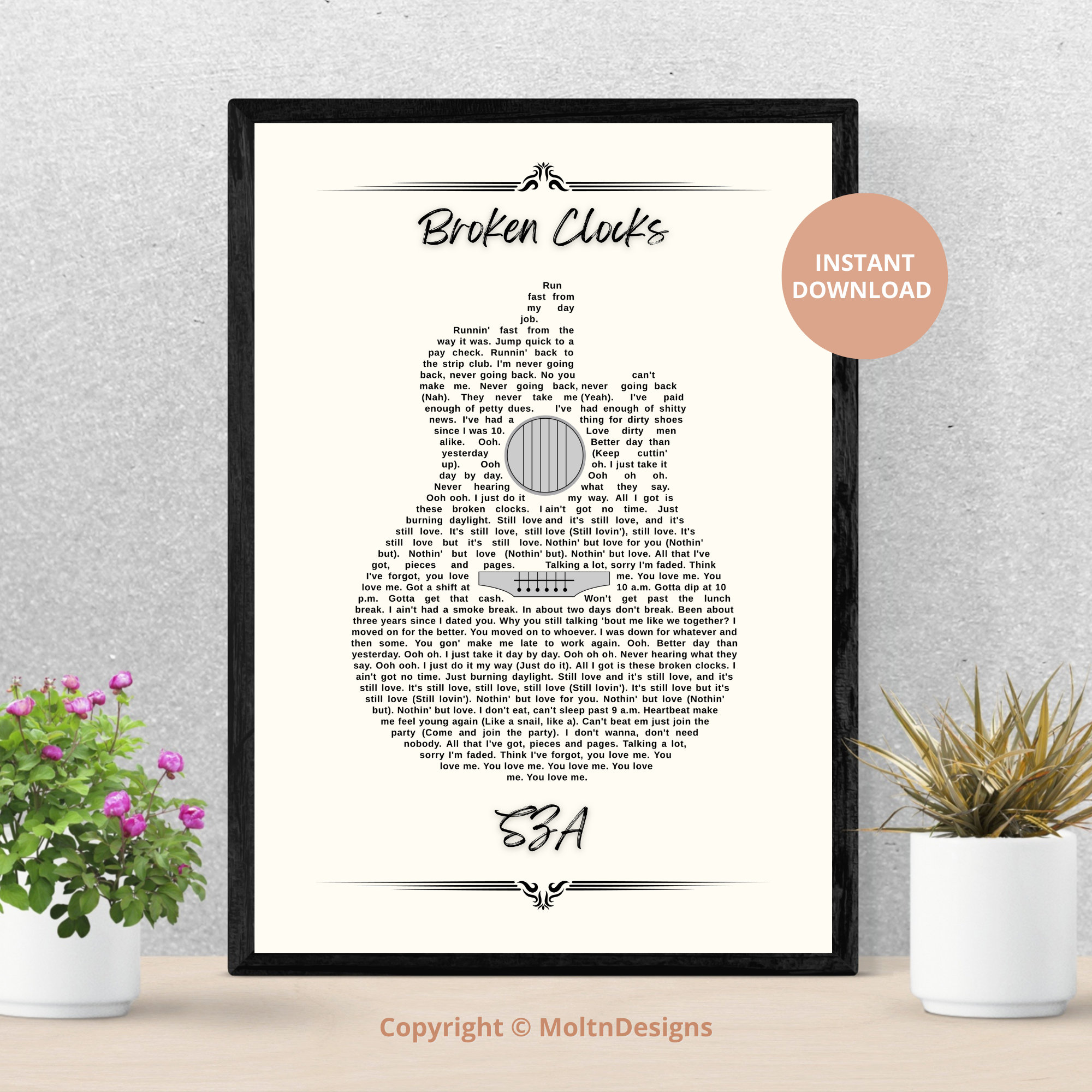 Broken Clocks SZA, SZA Lyrics, SZA Poster, Broken Clocks Lyrics Poster ...