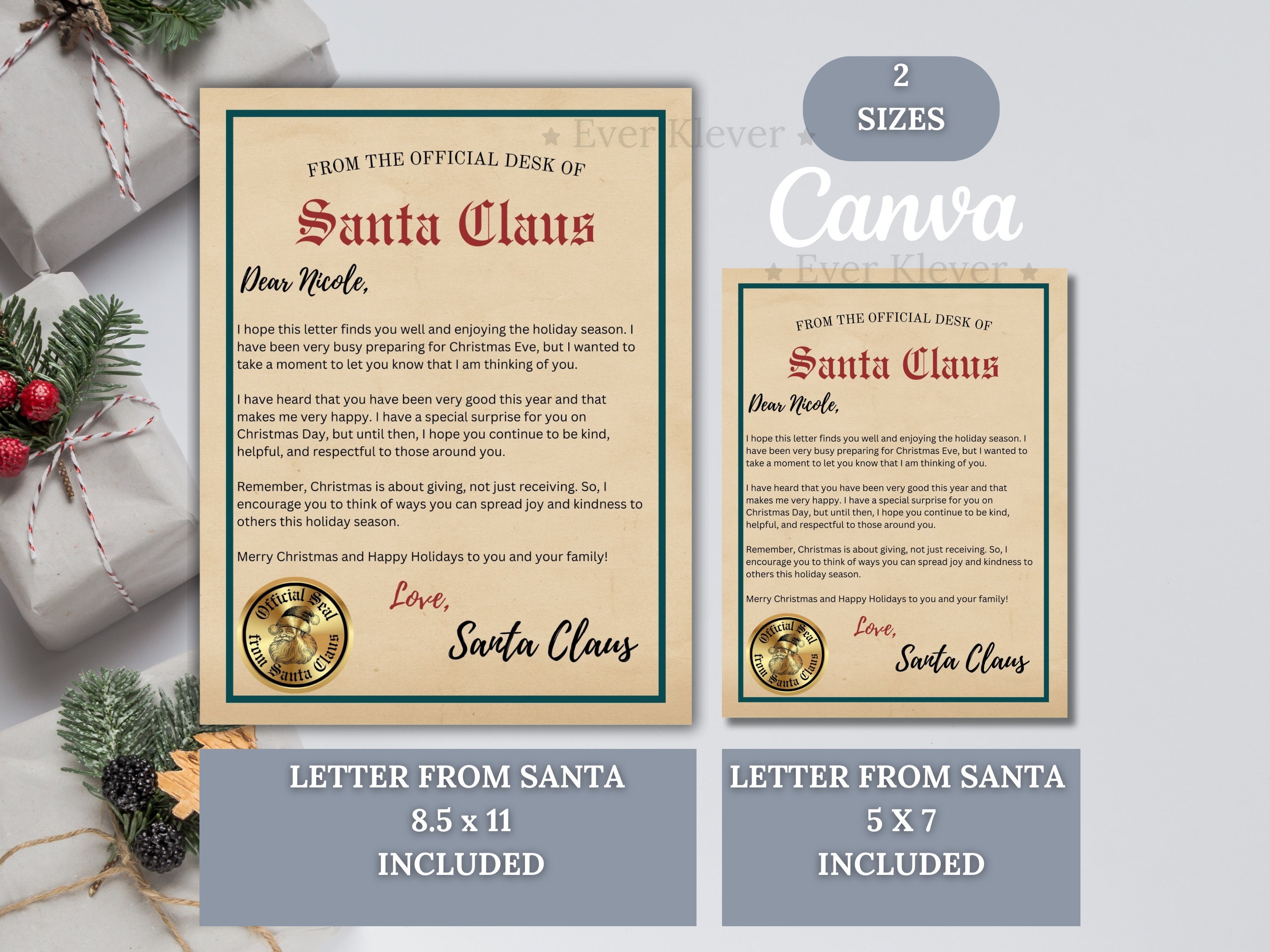 Letter From Santa, Letter From Santa Template, Editable Santa Letter ...