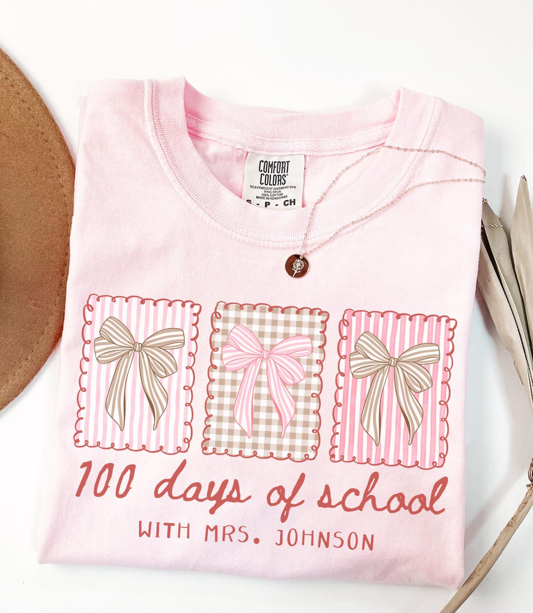 Comfort Colors 100 Days of School Shirt, 100 Days Bow Shirt, 100th Day ...