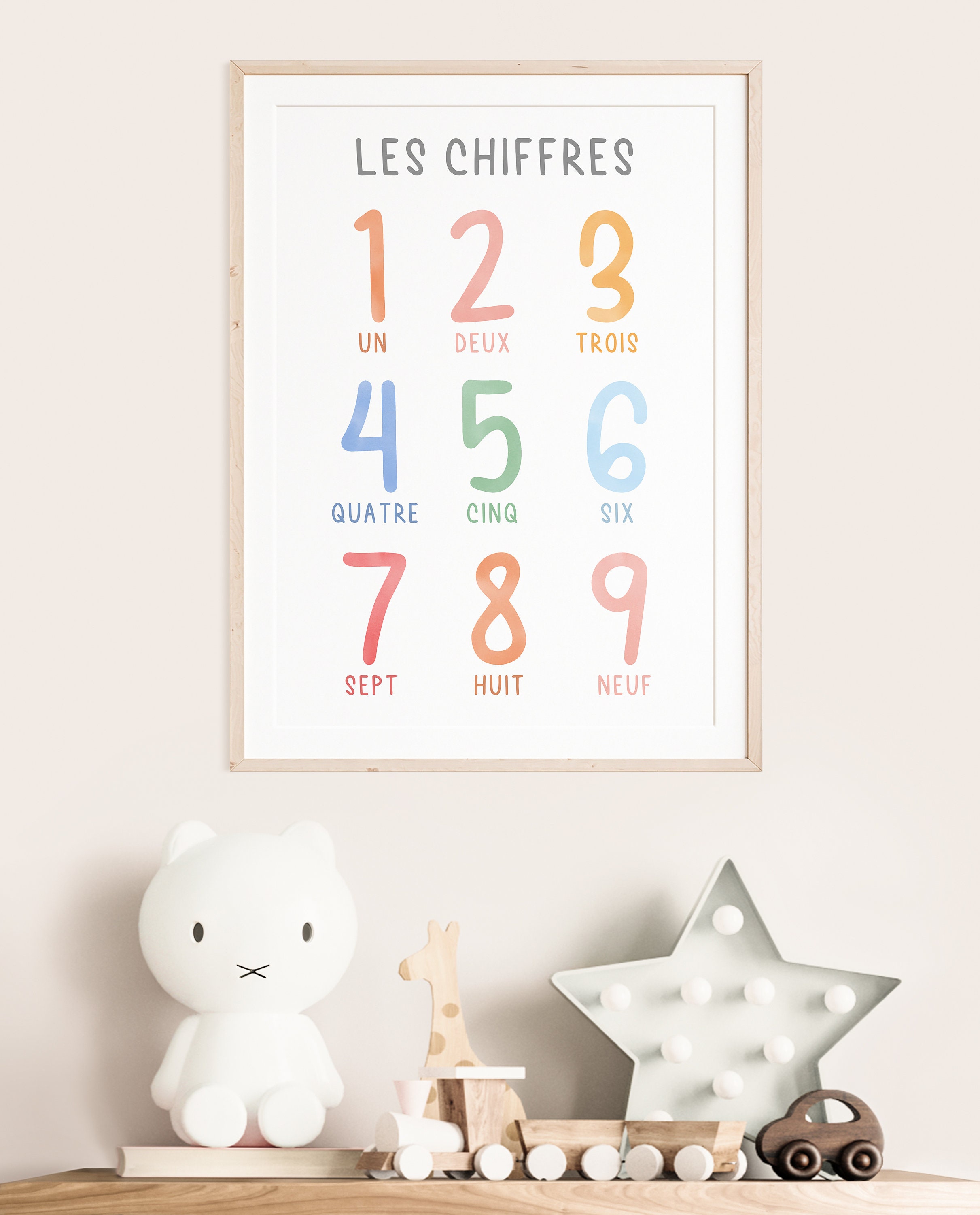 Trio d'affiches à imprimer : les CHIFFRES, les COULEURS, les FORMES ...