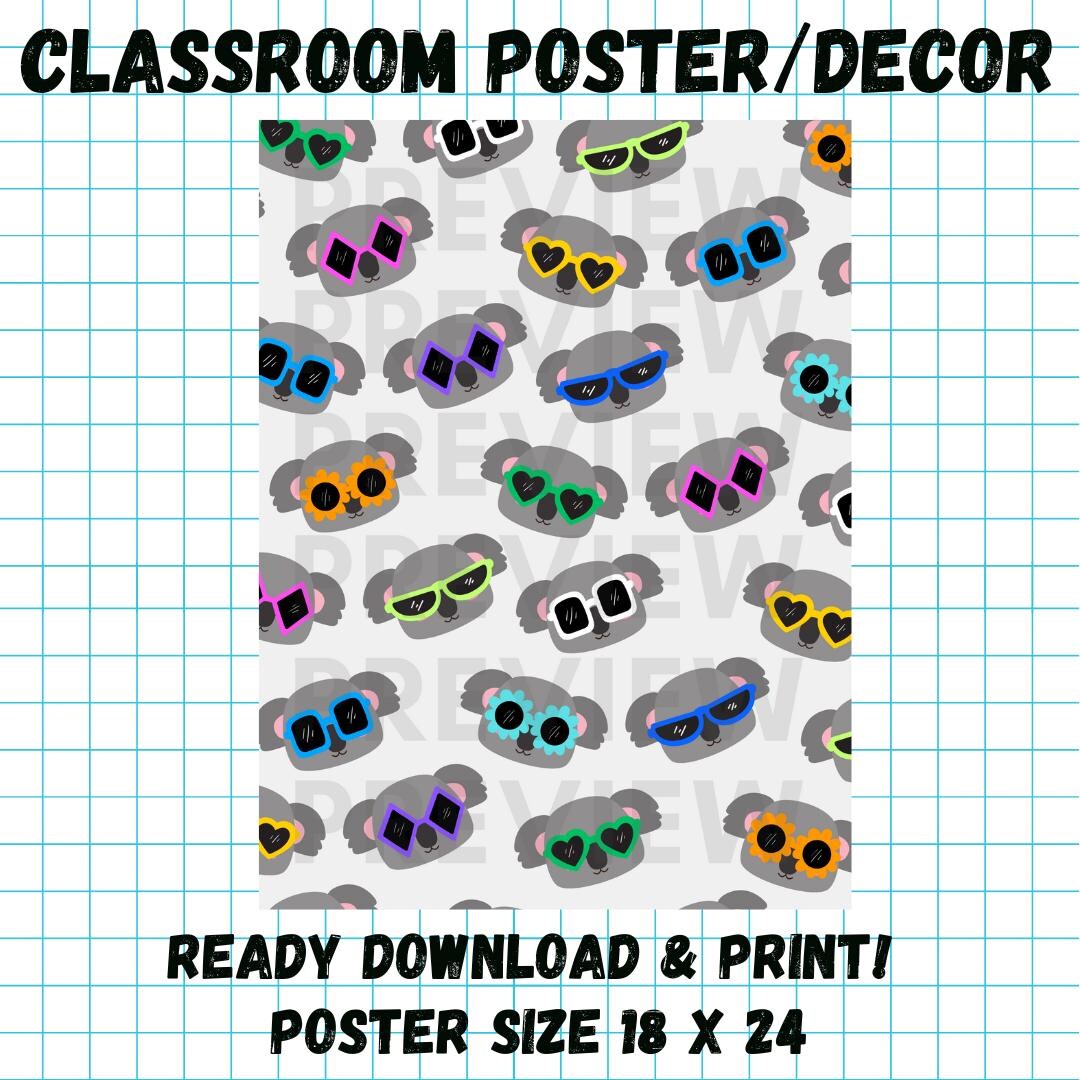 Cool Koalas Poster - Animal Poster - Classroom - Decor - Wall Art - Etsy