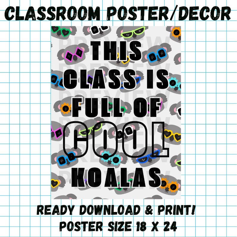 This Class is Full of Cool Koalas Poster - Classroom - Wall Decor - Etsy