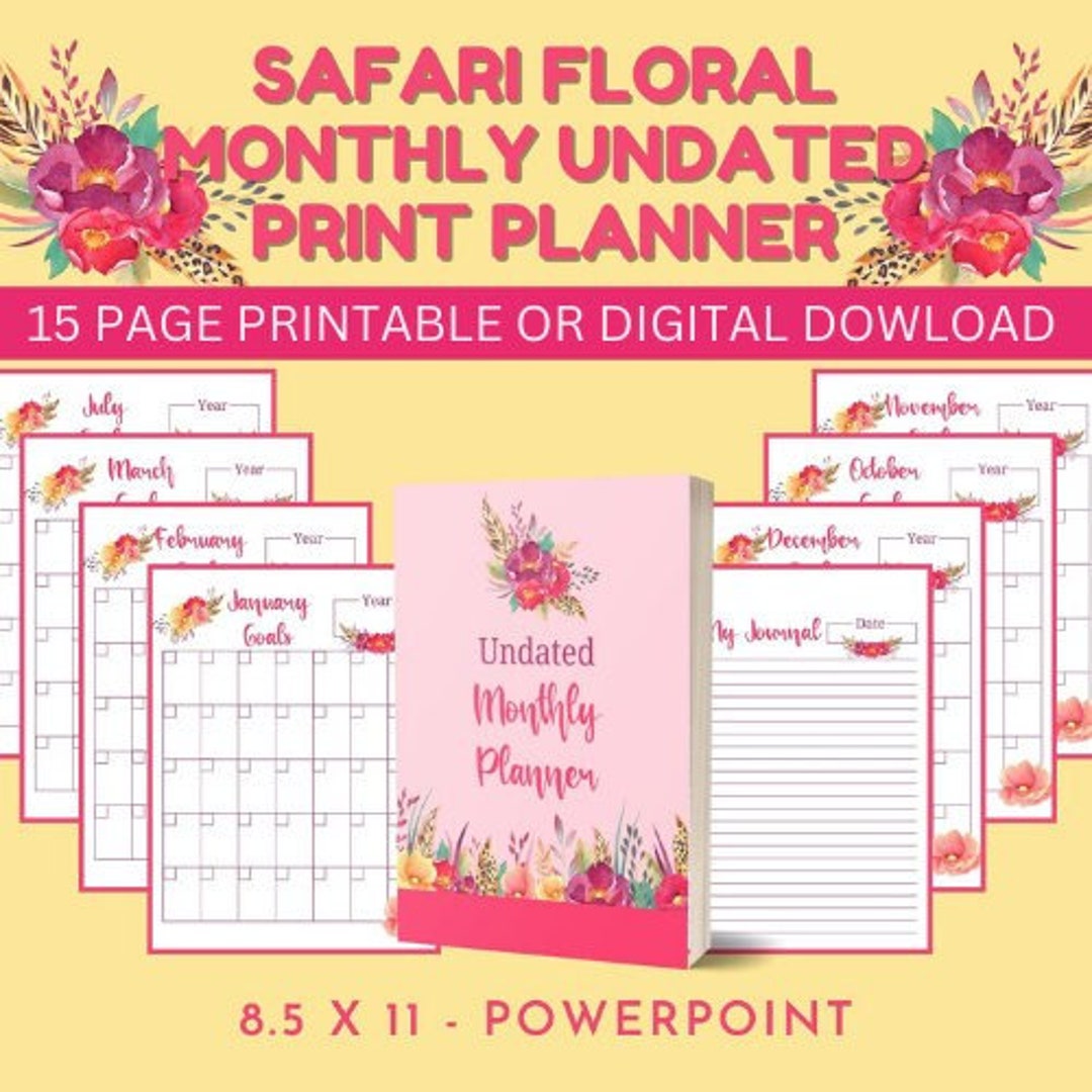 Safari Monthly Digital Download or Printable - Etsy