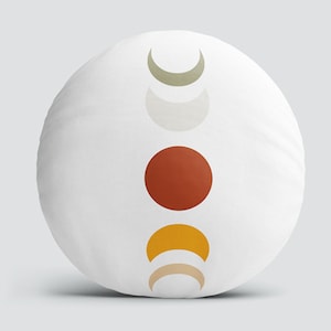 Mid Century Round Pillows, Abstract Round Cushion, Boho Circle Pillow ...