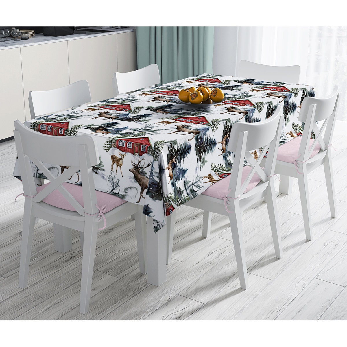 Winter Trend Tablecloths, Gray Trees Table Cloth, Nature Christmas ...