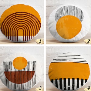 Mid Century Modern Round Pillow: Abstract Circles, Boho Accent - Etsy