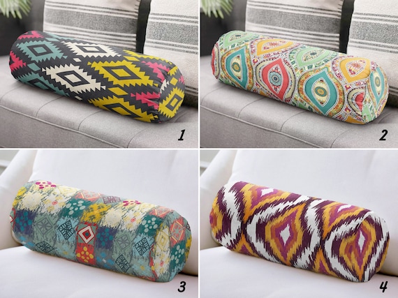 Ethnic Bolster Pillow Aztec Pattern Bolster Cushion Patchwork Design Bolster Pillow Cover Boho Neckroll Pillow Colorful Cylinder Pillow Etsy UK