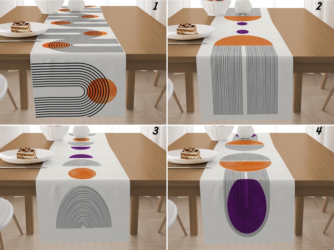 Creative Minimalist Table Runner, Abstract Rainbow and Circles Table ...