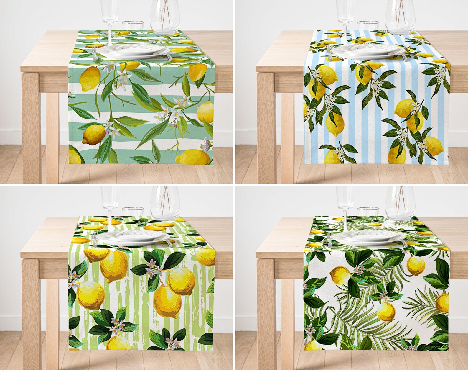 Lemon Accent Table Runner, Outdoor Lemon Table Cover, Lemon Home Decor ...