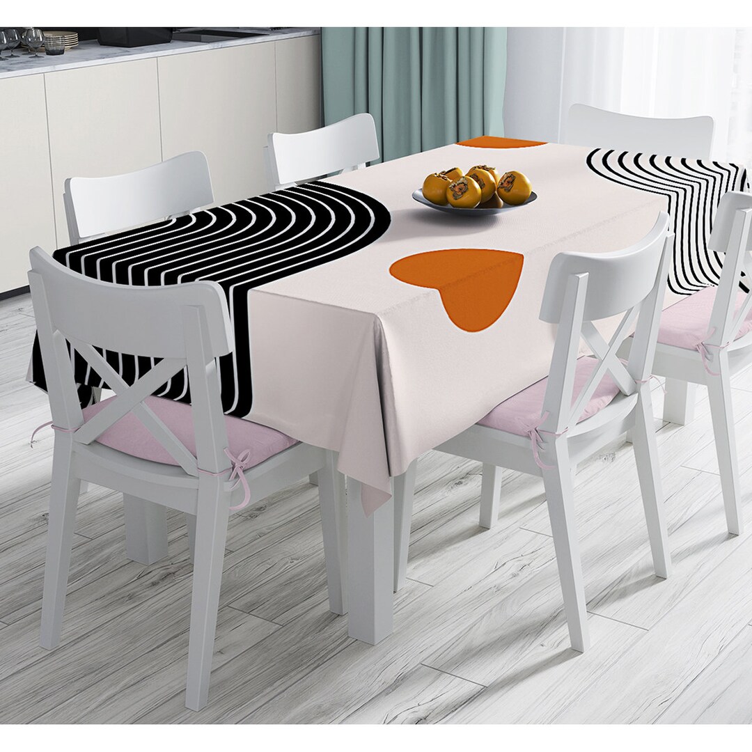 Mid Century Modern Tablecloth, Abstract Art Dining Tablecloth, Sun ...