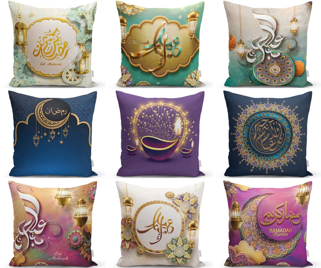 Eid Mubarak Sofa Pillow Cover, Religious Pillow Sham, Arabic ...