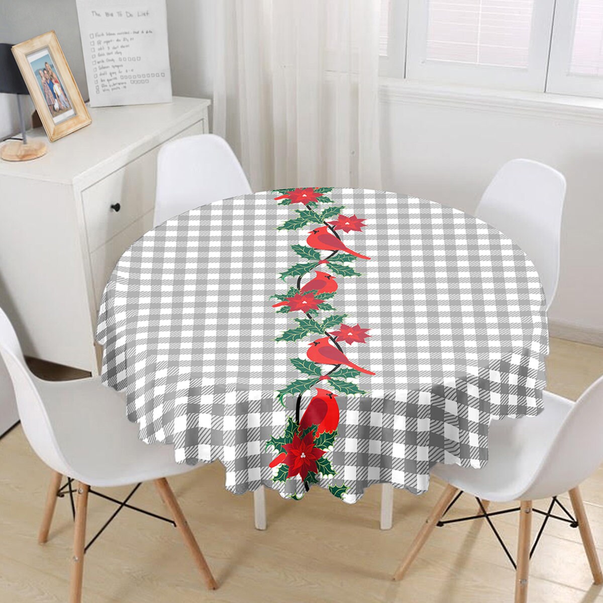 Christmas Tree Round Tablecloths, Christmas Bells Circle Table Linen ...